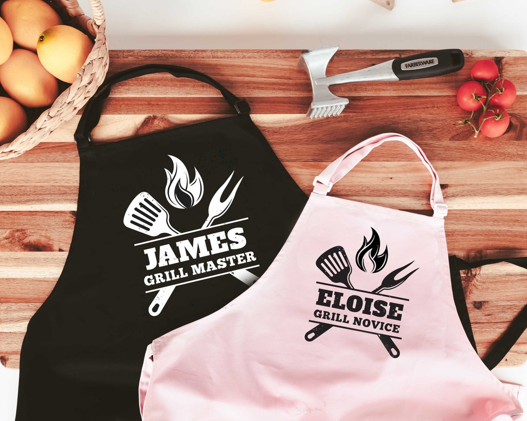 Set of 2 Grill Master Aprons BBQ Personalized Aprons Daddy and Me Matching Aprons Custom Aprons ...