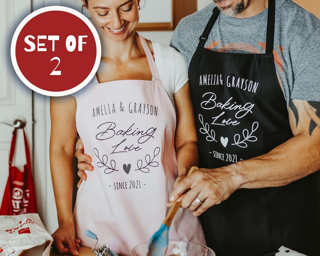 Personalized Couple Aprons Set | Baking Love Anniversary Gift - Etsy