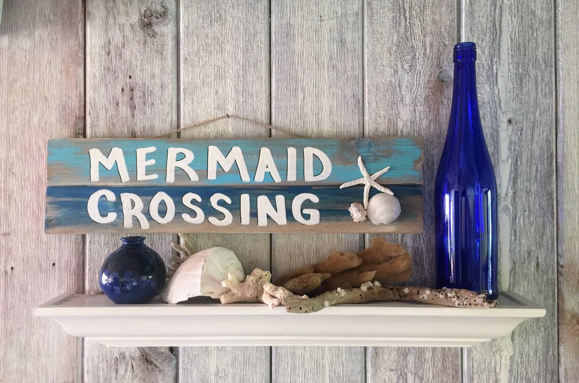 Mermaid Pallet Art Wooden Mermaid Crossing Sign Mermaid - Etsy