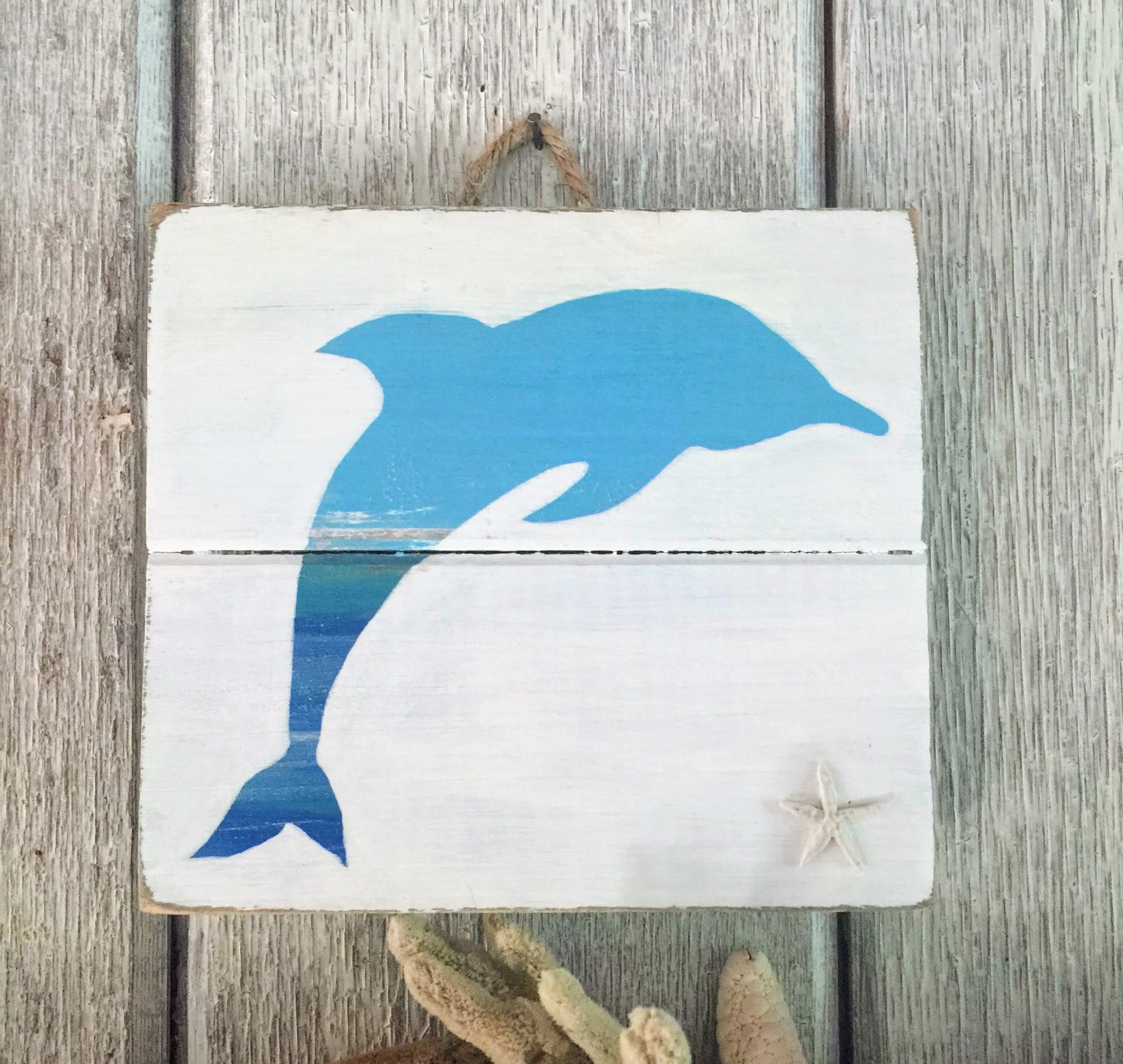 Dolphin Pallet Sign Wood Dolphin Decor Upcycled Dolphin - Etsy
