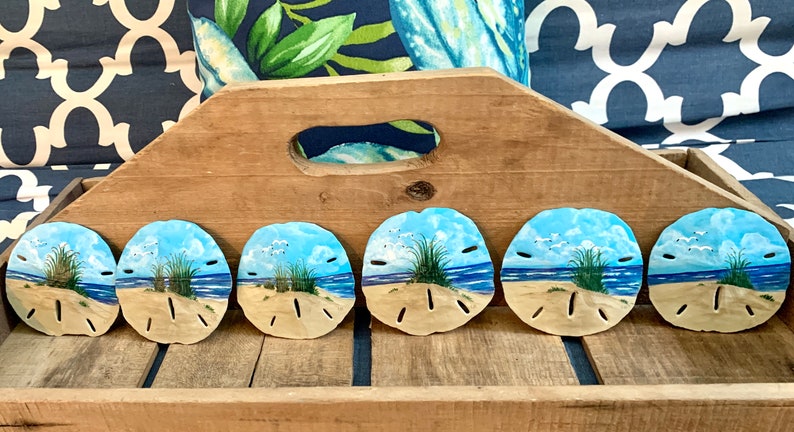 Sand Dollar Ornament Hand Painted Sand Dollar Coastal - Etsy