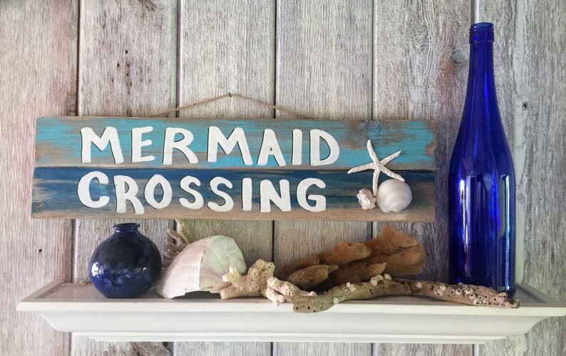 Mermaid Pallet Art Wooden Mermaid Crossing Sign Mermaid - Etsy