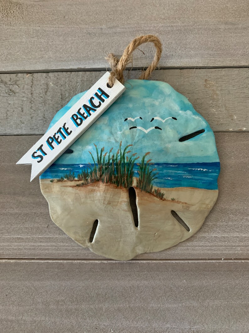 Sand Dollar Ornament Hand Painted Sand Dollar Coastal - Etsy
