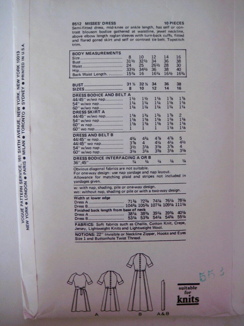 Vintage 1970s Vogue 8512 Dress Pattern, Size 8, Complete - Etsy