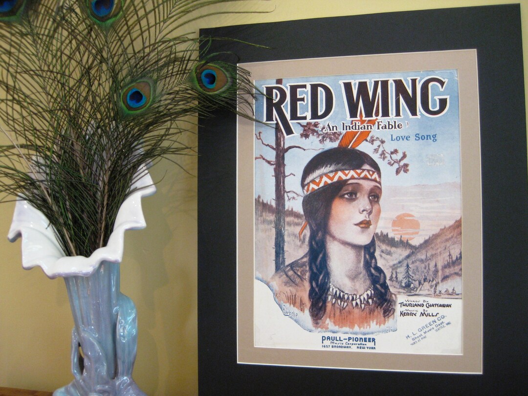 Red Wing Sheet Music, Vintage Indian Fable Love Song, Matted Wall Art ...