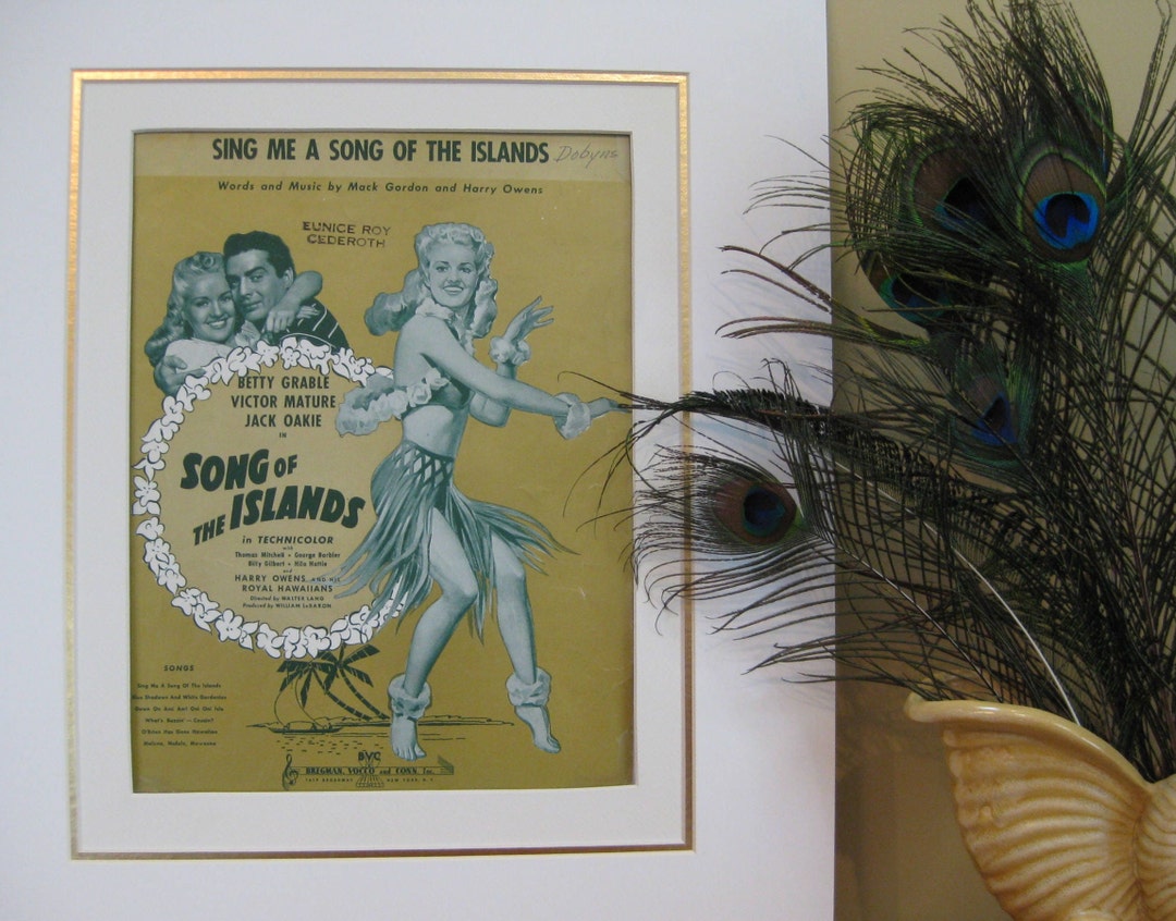 OLD HOLLYWOOD Vintage Original Sheet Music, Sing Me a Song of the Islands, 1942, Movie, song of ...