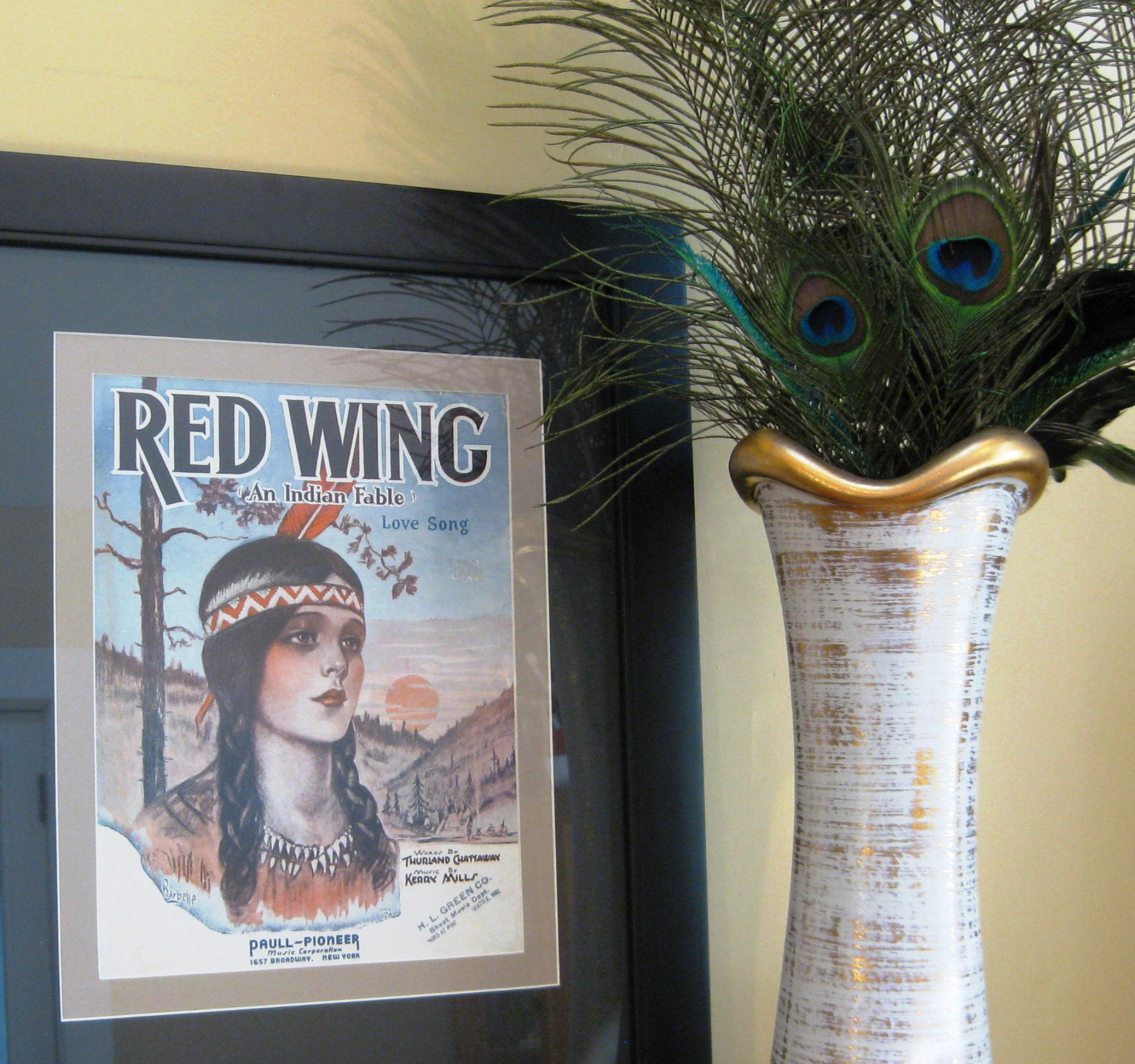 Red Wing Sheet Music, Vintage Indian Fable Love Song, Matted Wall Art ...