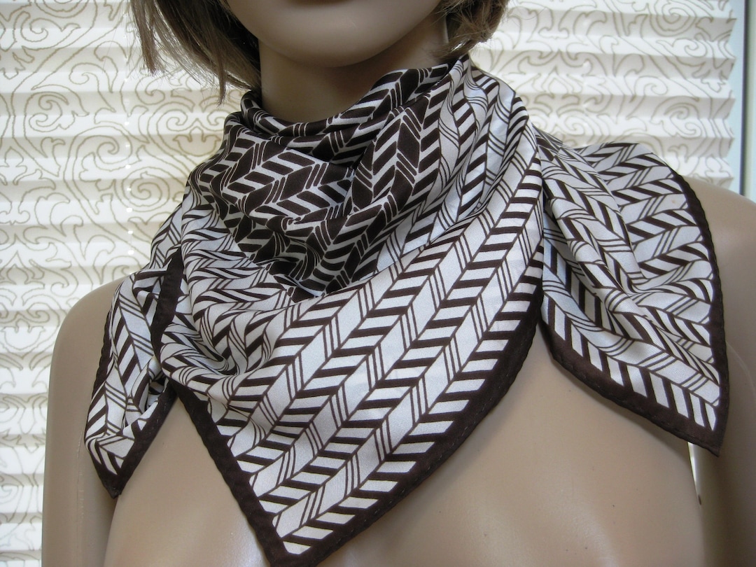 Brown & White Basket Weave, Square Scarf (27x27 Inches), Vintage - Etsy