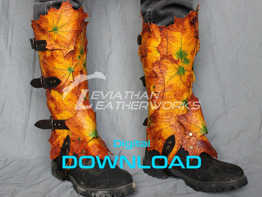 Leather PDF Pattern - Gaiters PATTERN DIY - Autumn Leaf Boot Cover ...
