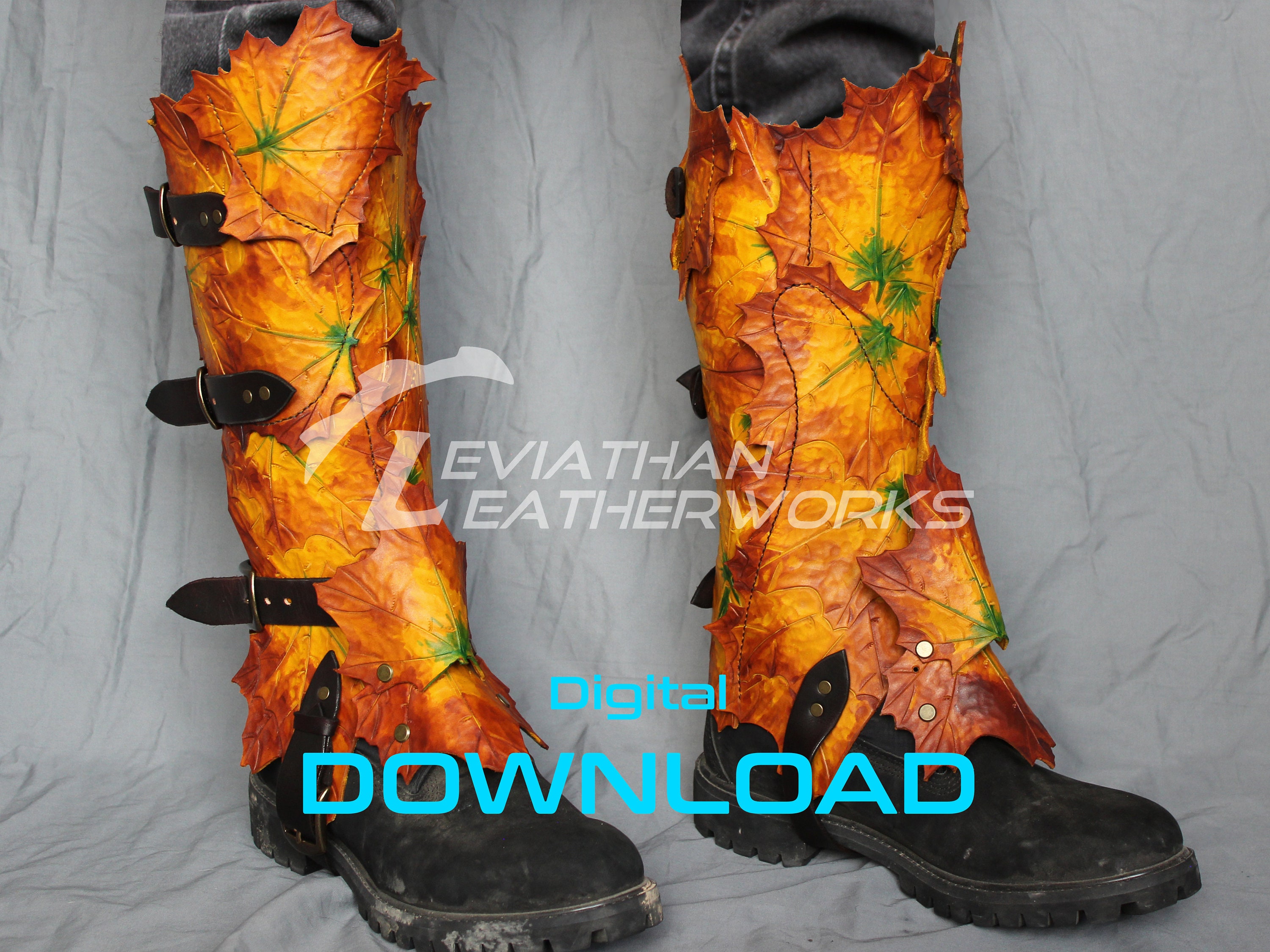 Leather PDF Pattern Gaiters PATTERN DIY Autumn Leaf Boot Cover Template ...