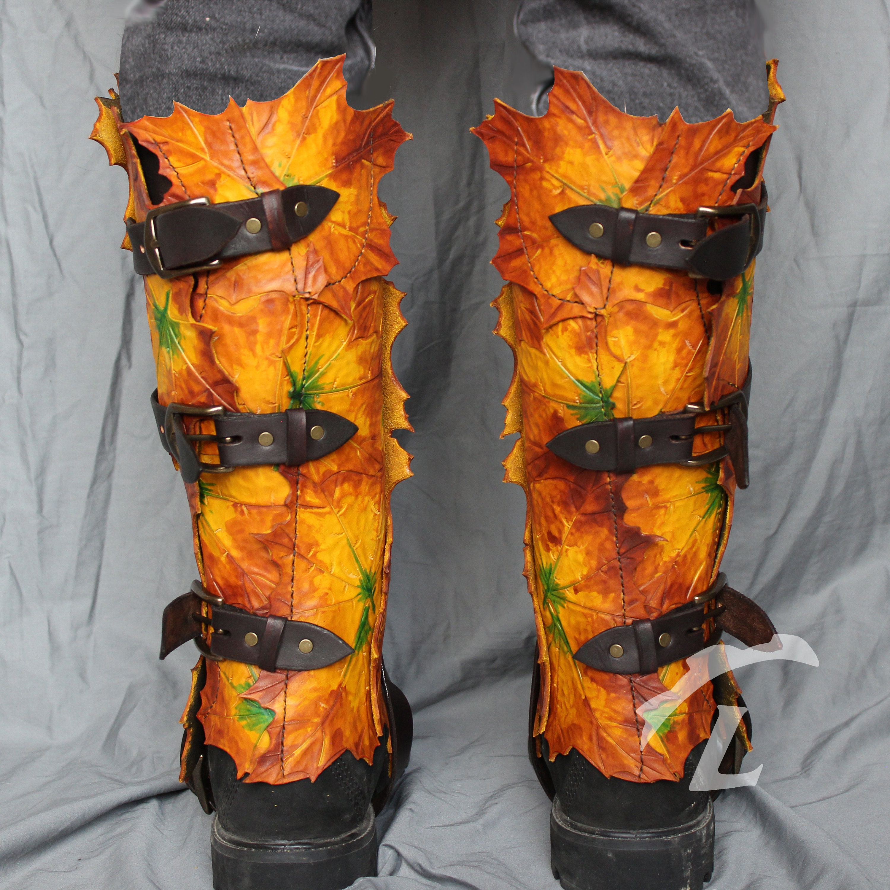 Leather PDF Pattern Gaiters PATTERN DIY Autumn Leaf Boot Cover Template ...