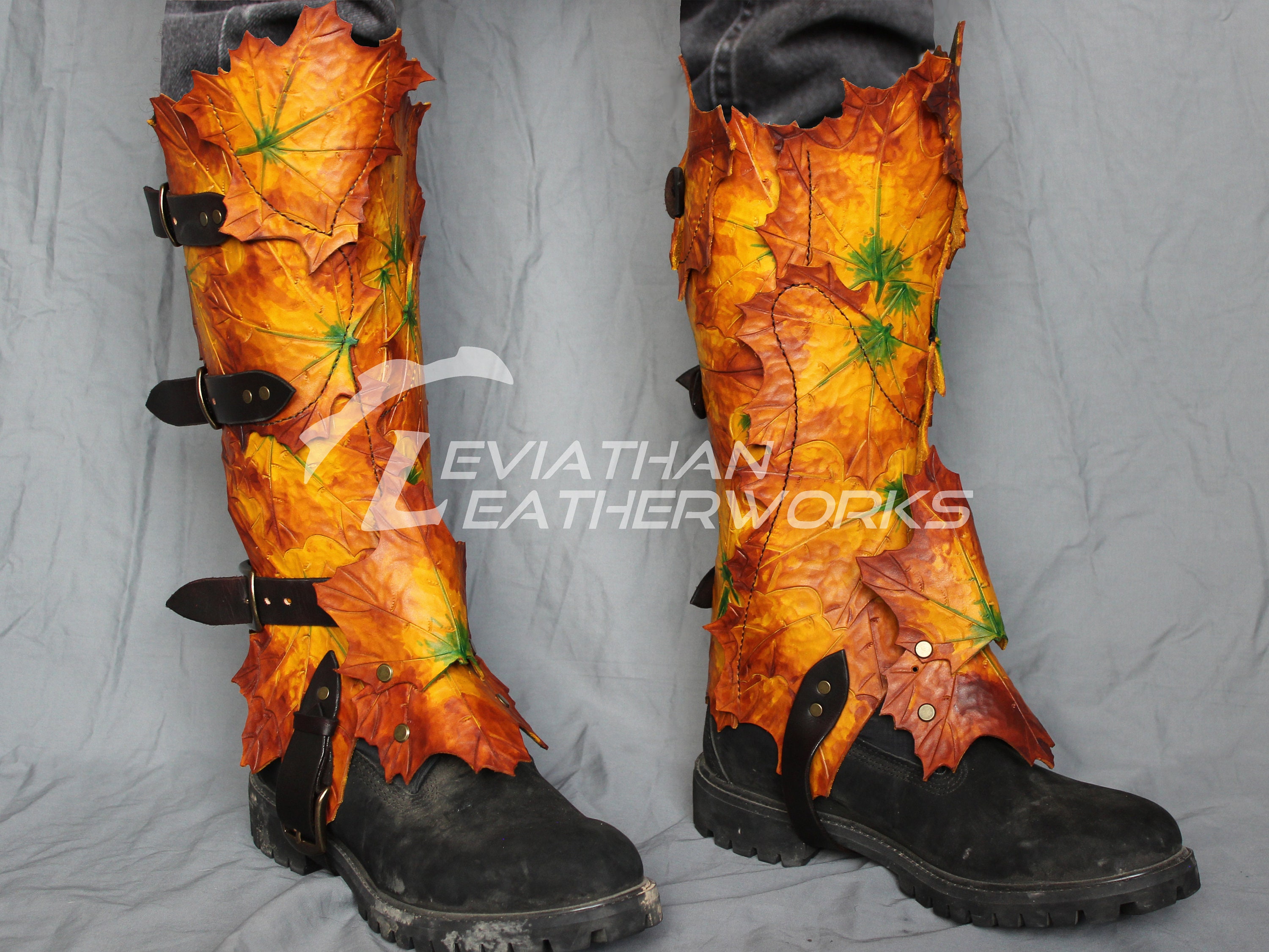 Leather PDF Pattern Gaiters PATTERN DIY Autumn Leaf Boot Cover Template ...