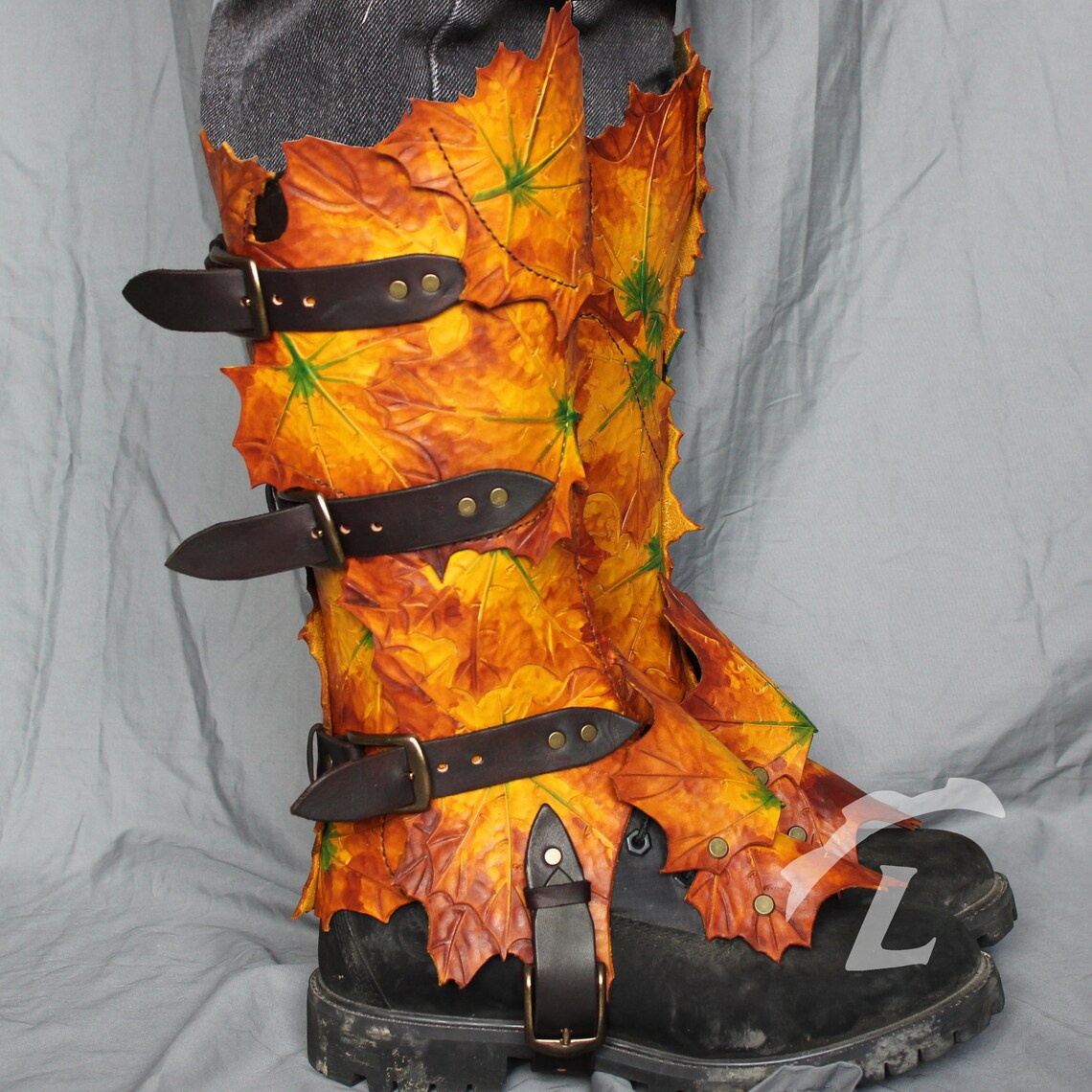 Leather PDF Pattern Gaiters PATTERN DIY Autumn Leaf Boot Cover Template ...