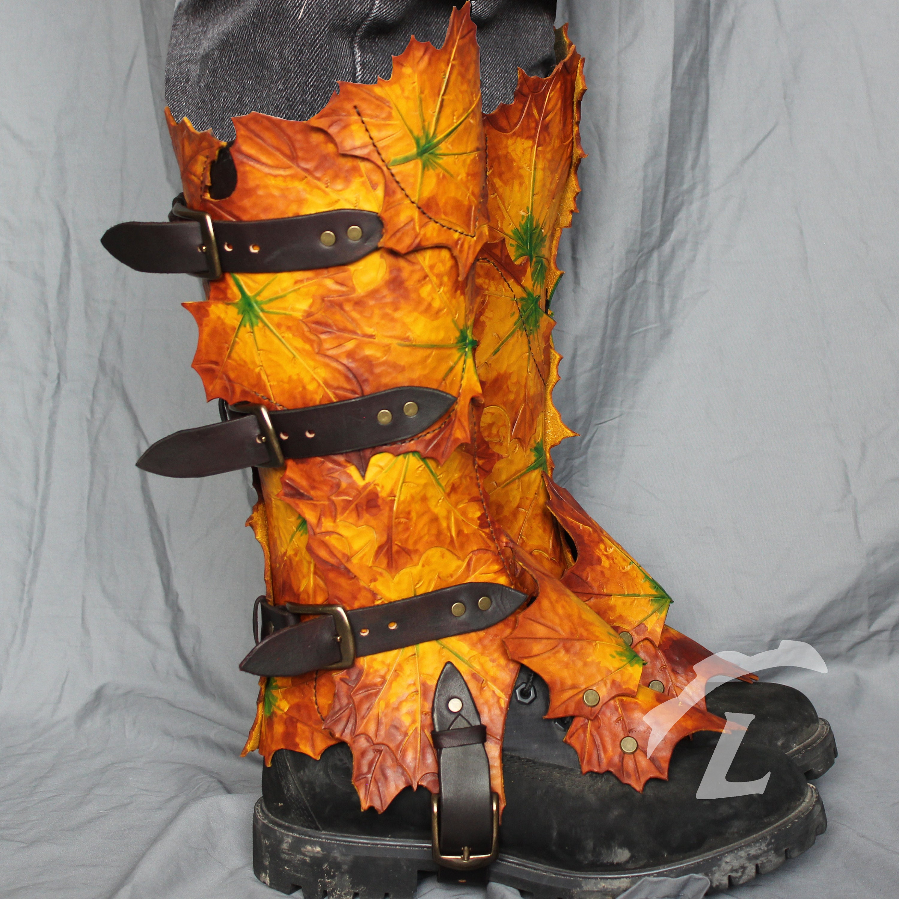 Leather PDF Pattern Gaiters PATTERN DIY Autumn Leaf Boot Cover Template ...