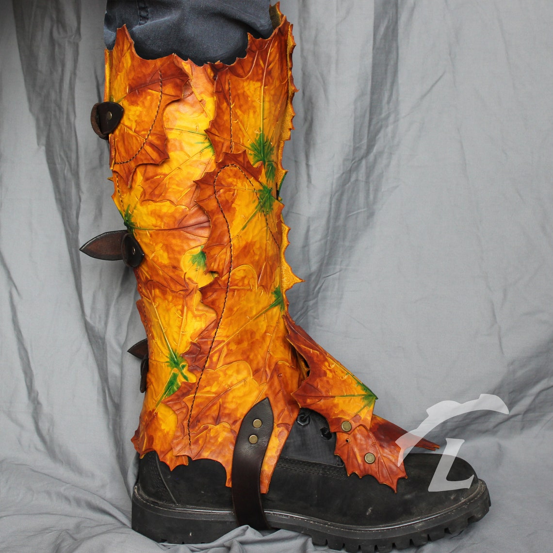 Leather PDF Pattern Gaiters PATTERN DIY Autumn Leaf Boot Cover Template ...
