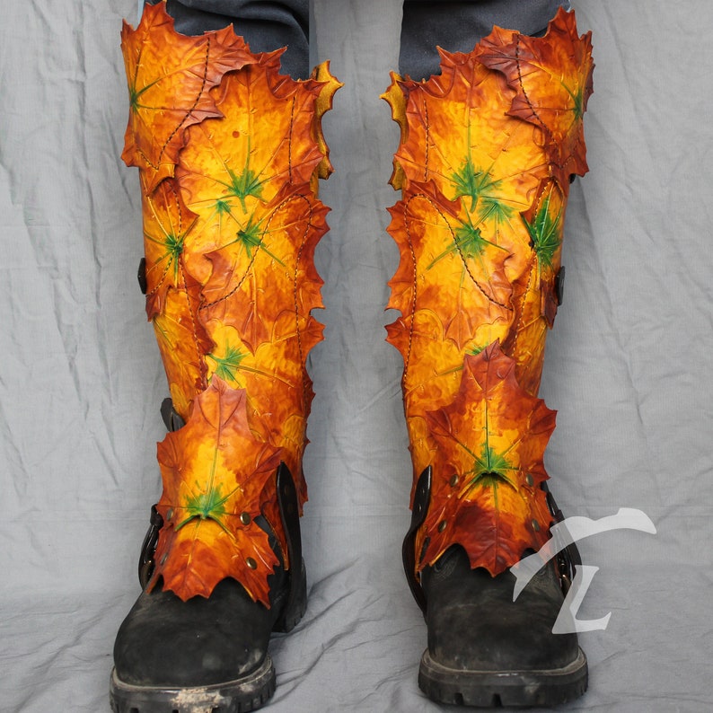 Leather PDF Pattern Gaiters PATTERN DIY Autumn Leaf Boot Cover Template ...