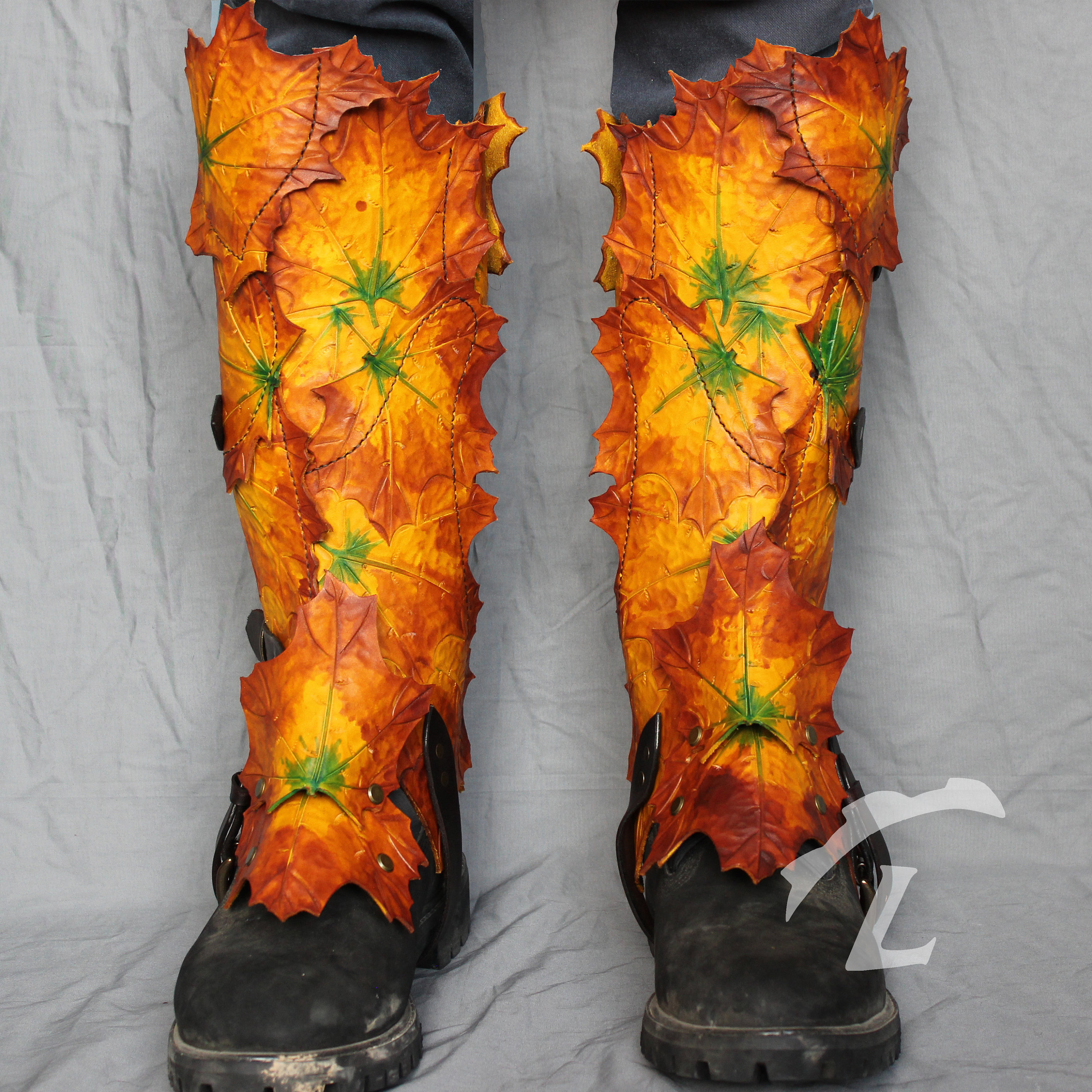Leather PDF Pattern Gaiters PATTERN DIY Autumn Leaf Boot Cover Template ...