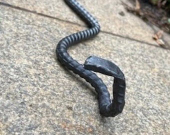 Hand Forged Iron Rebar Snake, Steel Snake Sculpture Decor, Yard Art ...