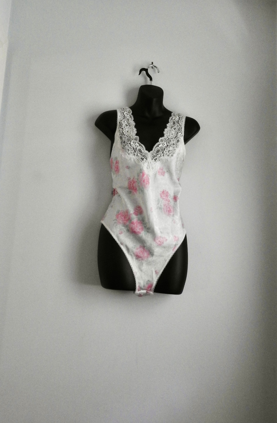 Vintage 1980s Linda for Eaton Embossed Satin Lace Trim Lingerie Teddy ...