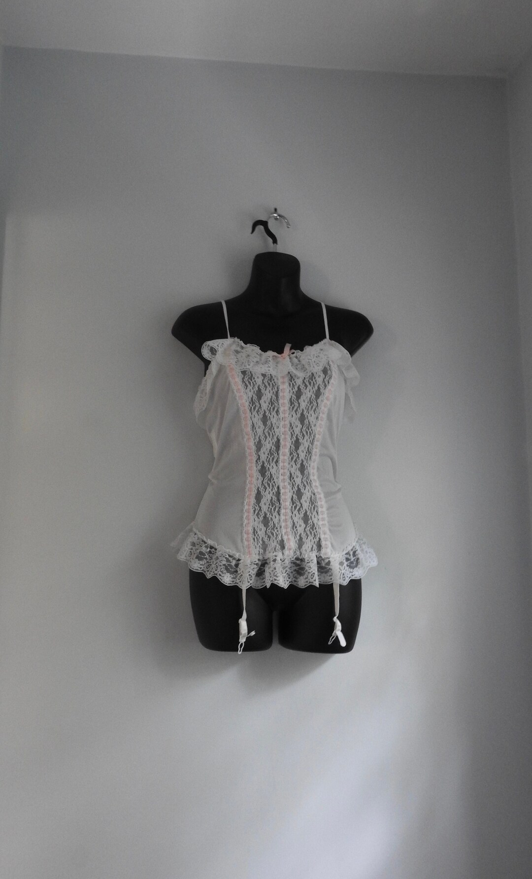 Vintage 1980s Impromptu White Lace Lingerie Camisole Top Ribbon Beading ...