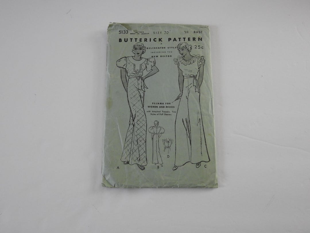 Vintage Butterick Patterns Circa 1930s 5133 and 4558 Size 20 Bust 38 ...