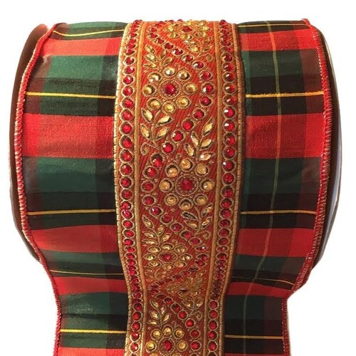 LUXE Designer Ribbon: 4 X 5yds Red & Green Diamond - Etsy