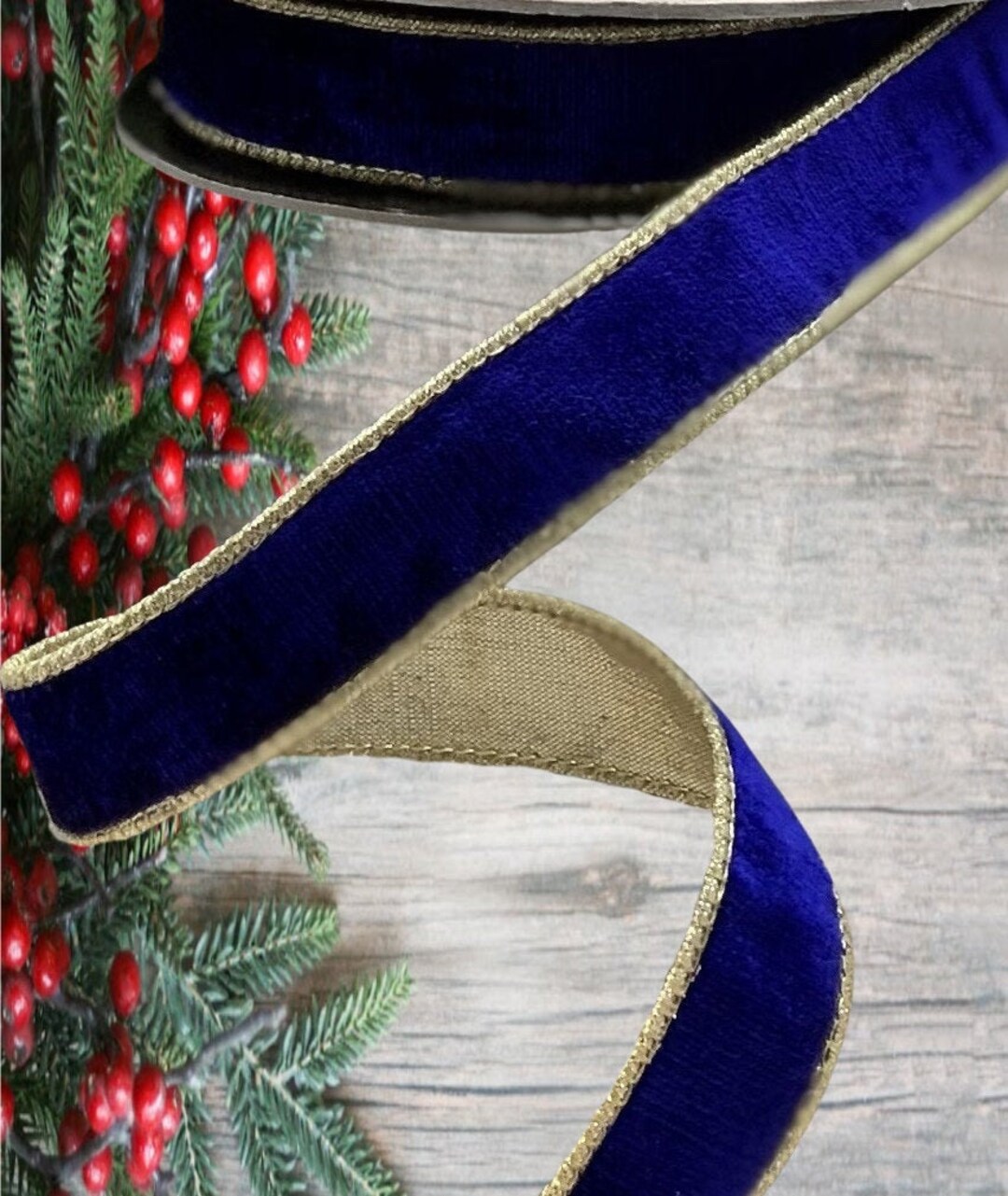 LUXE Designer Ribbon - D. Stevens 1" X 10yds Ribbon, Cobalt Blue Velvet ...