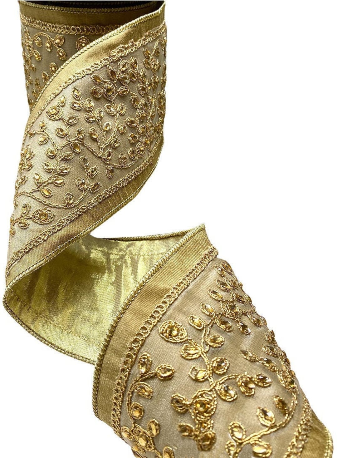 LUXE Designer Ribbon - 4" X 5yds Ribbon, Gold Designer Ribbon, Gold ...