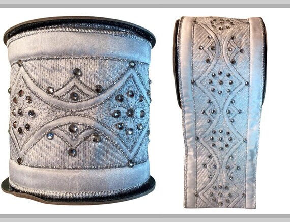 LUXE Designer Ribbon: 4 X 5yds Embroidered Silver | Etsy