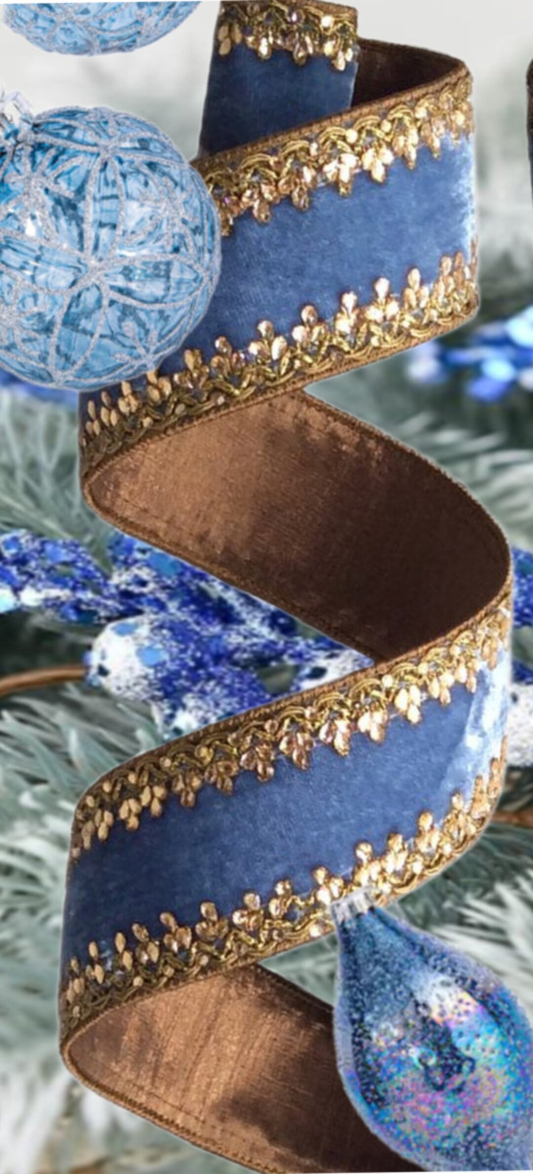 LUXE Designer Ribbon 2.5 X 10yds Ribbon, Dusty Blue Velvet Ribbon ...