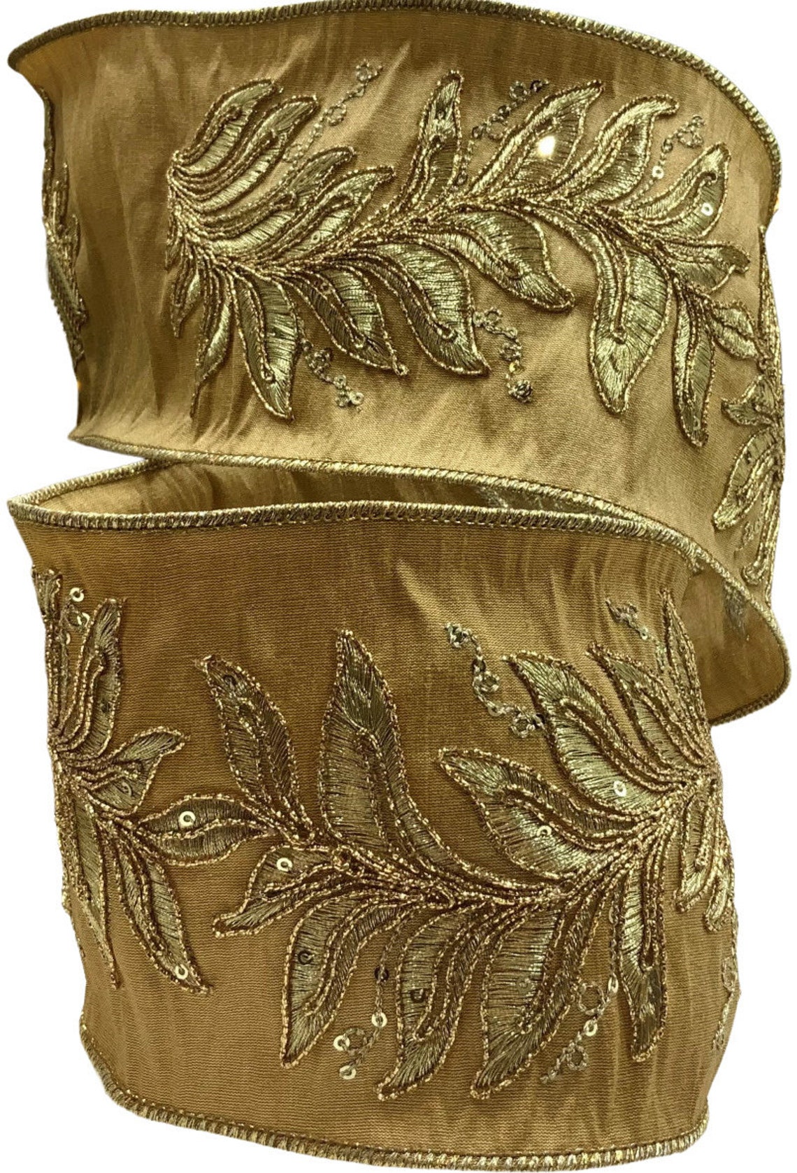 LUXE Designer Ribbon: 4 X 10yds Embroidered Gold Thread | Etsy