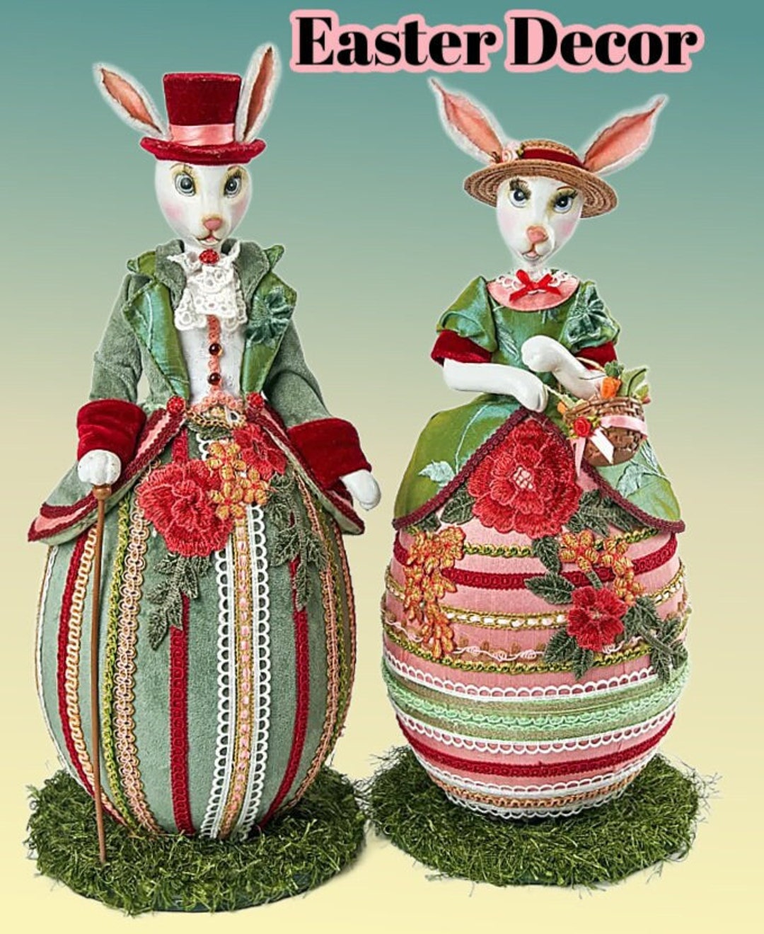 Easter Decor, Easter Bunny Set, Easter Bunny Figure, Easter Rabbit ...