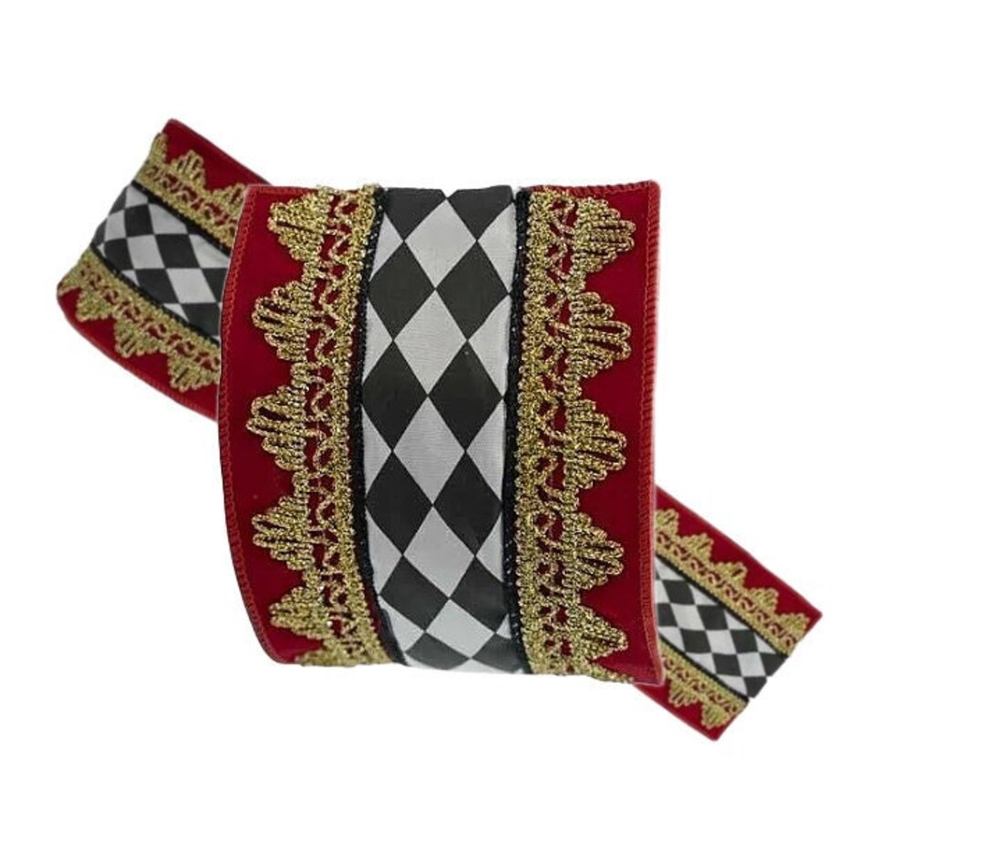LUXE Designer Ribbon 4 X 5yds Ribbon, Harlequin Ribbon, Red Velvet ...