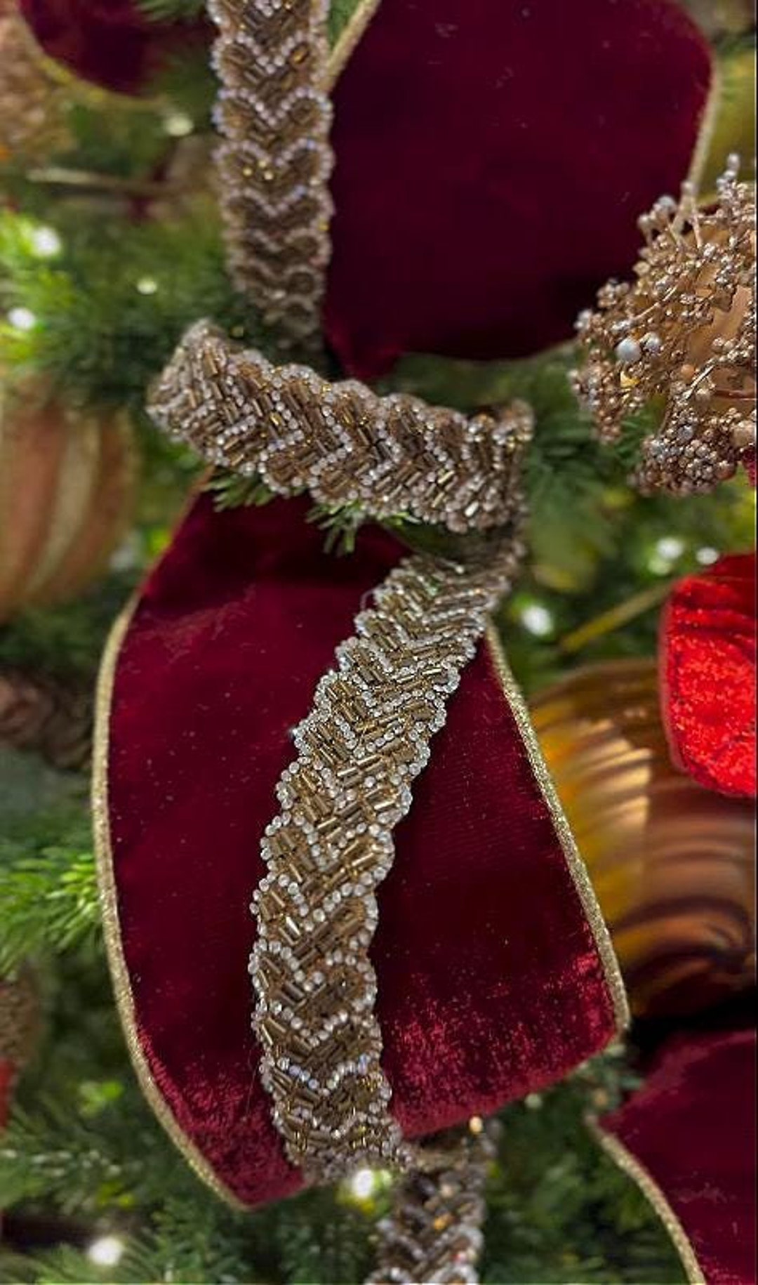 LUXE Designer Ribbon - 1" X 5yds Ribbon, Jeweled Trim, Jeweled Ribbon ...