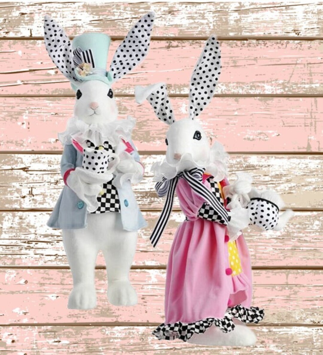 Easter Bunny Set, Girl & Boy Bunny, Easter Decor, Wreath Attachment ...