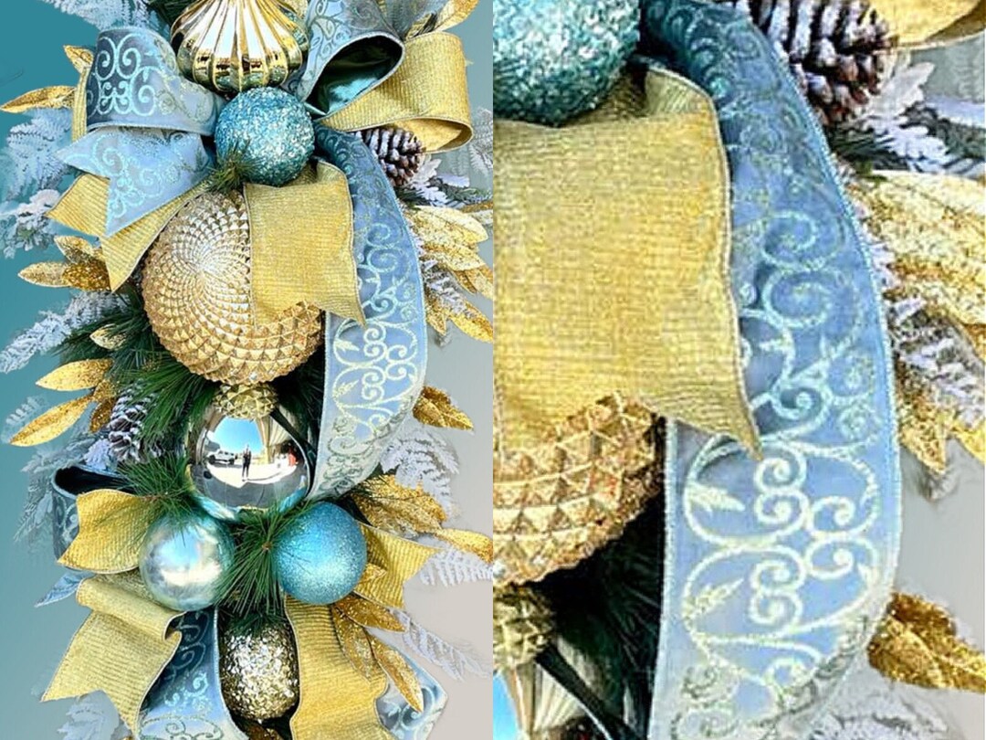 LUXE Designer Ribbon - 4" X 10yds Ribbon, Blue Velvet Ribbon, Velvet ...