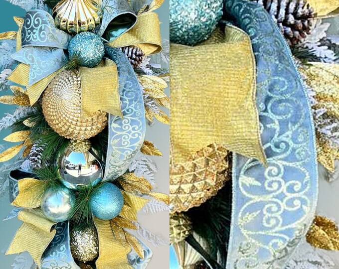 LUXE Designer Ribbon - 4" X 10yds Ribbon, Blue Velvet Ribbon, Velvet ...