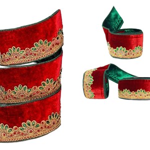LUXE Designer Ribbon - 2.5" X 5yds Ribbon, Red Velvet Ribbon, Jeweled ...