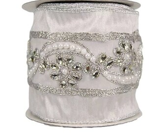 LUXE Designer Ribbon: 4 X 5yds White Dupioni W/clear | Etsy