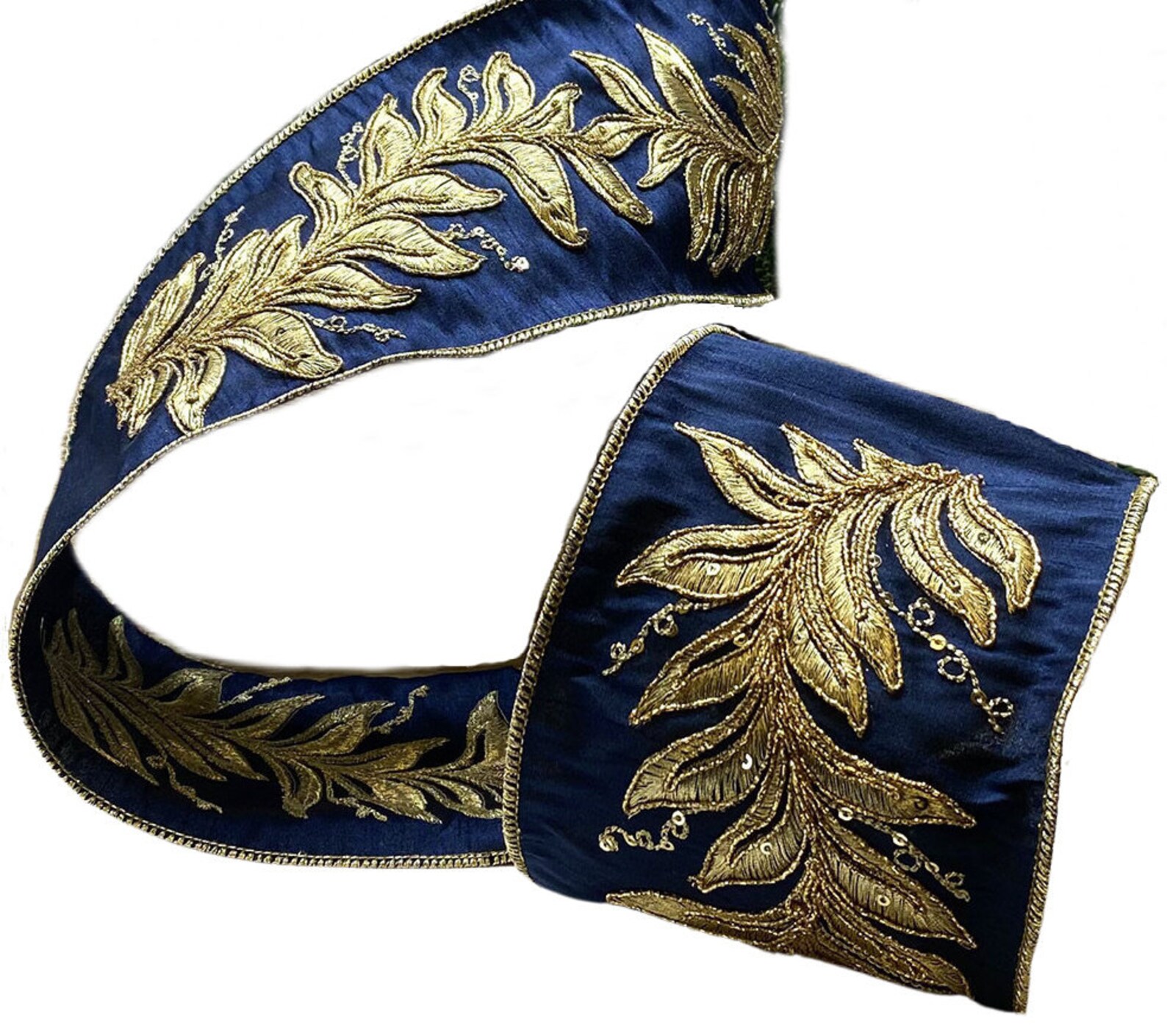 LUXE Designer Ribbon: 4 X 10yds Embroidered Gold Thread - Etsy