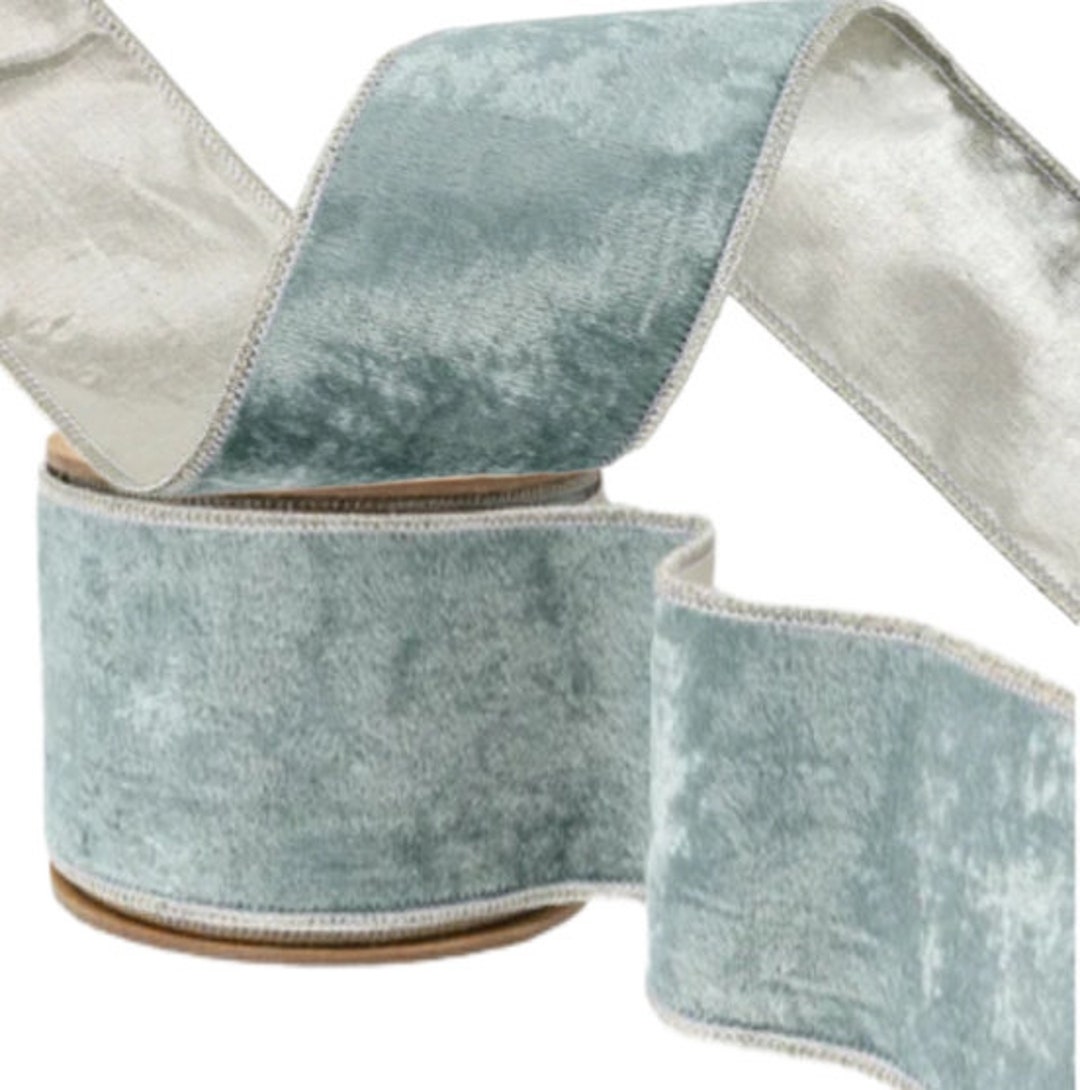 LUXE Designer Ribbon - 2.5" X 5yds Ribbon, Celadon Blue Velvet Ribbon ...