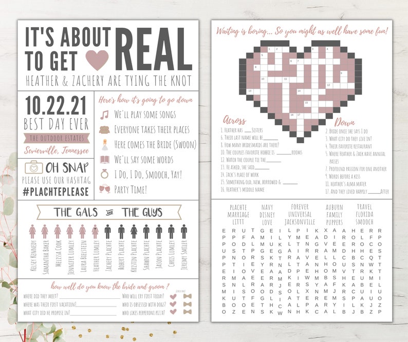 Funny Infographic Wedding Program / Games & Activities / Word | Etsy