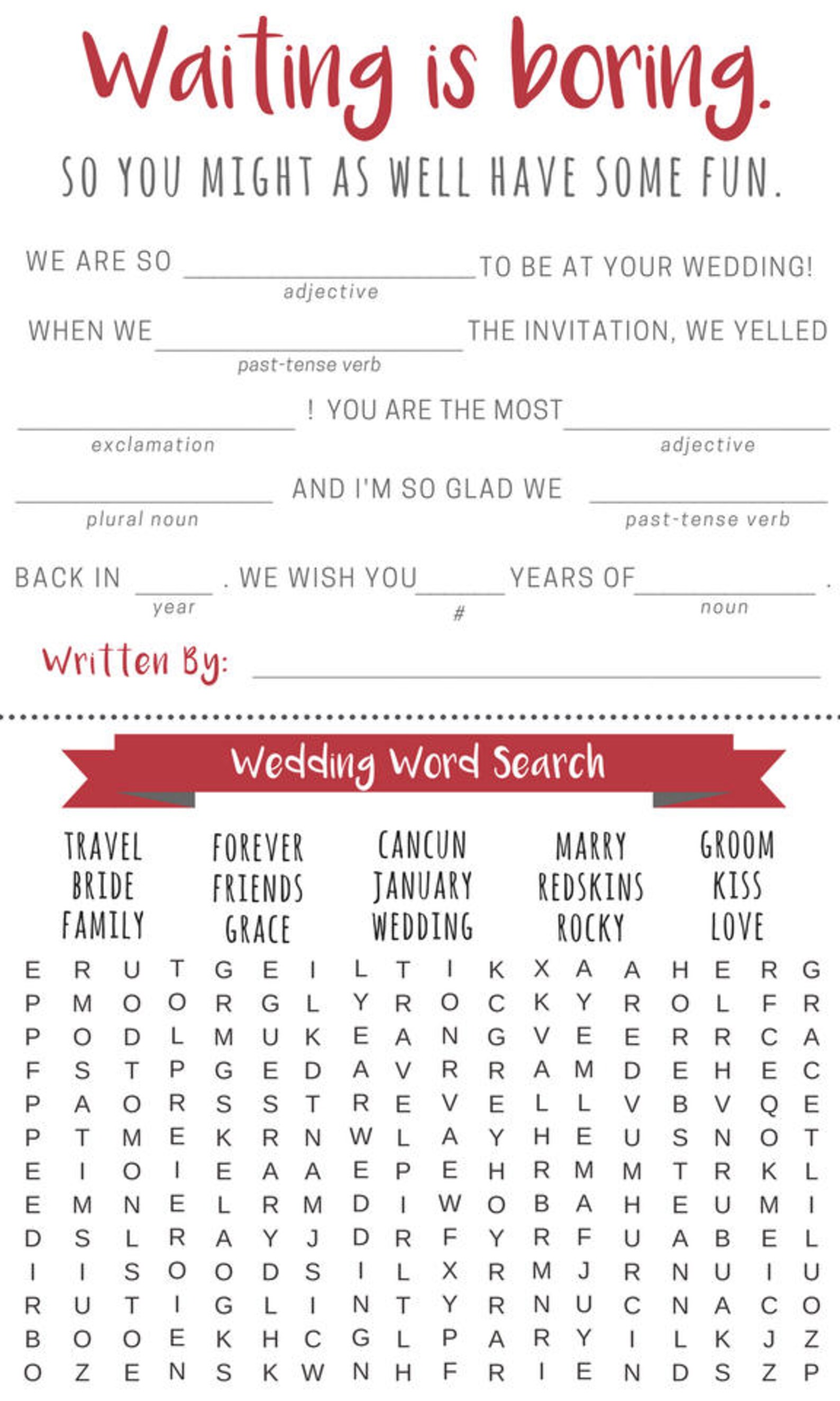 Fun Infographic Wedding Program / Games & Activities / Word | Etsy