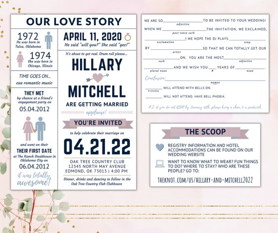 Printable Wedding Invitation Suite / Our Love Story / Custom / - Etsy