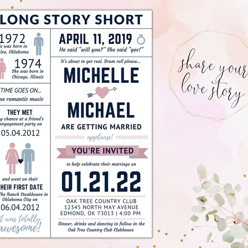 Printable Wedding Invitation / Our Love Story / Custom / - Etsy