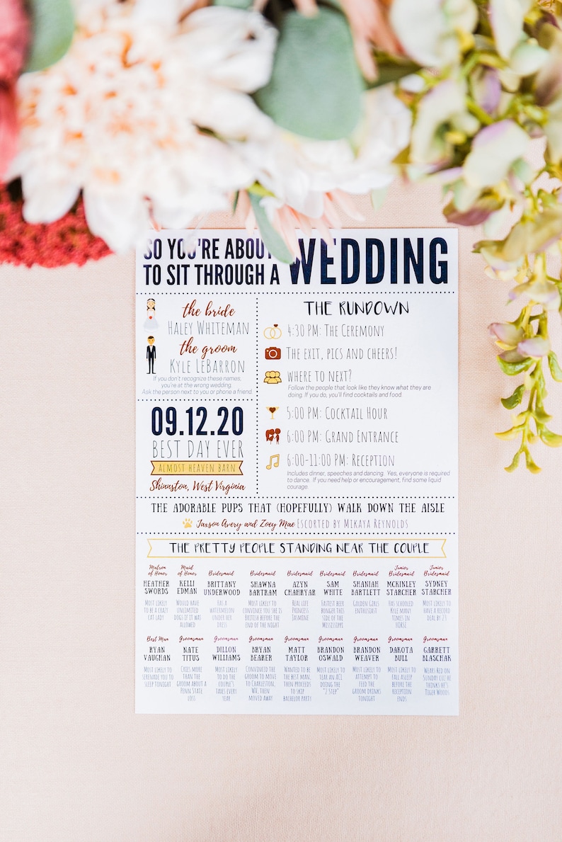 Funny Infographic Wedding Program / Games & Activities / Word - Etsy
