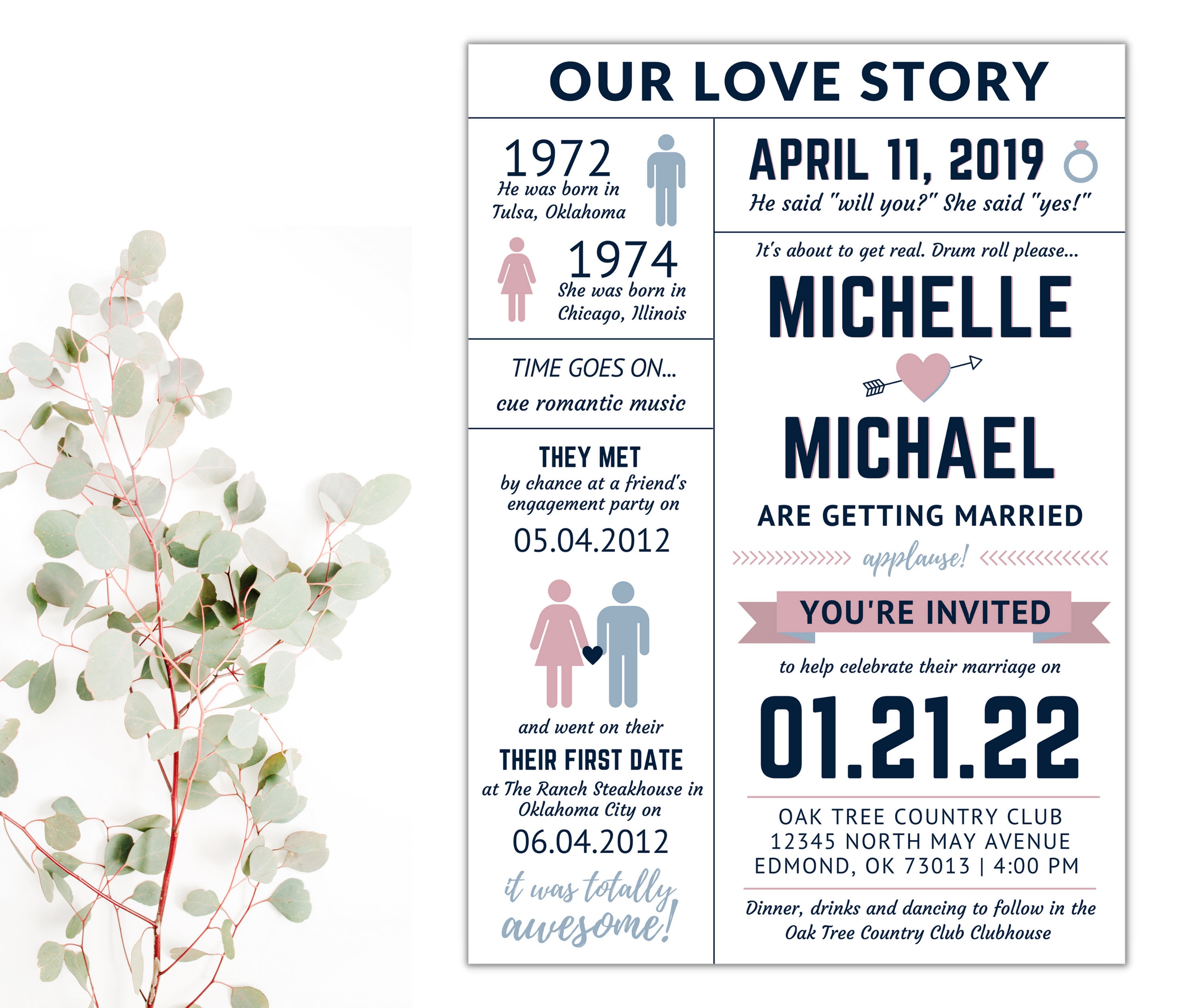 Printable Wedding Invitation / Our Love Story / Custom / | Etsy