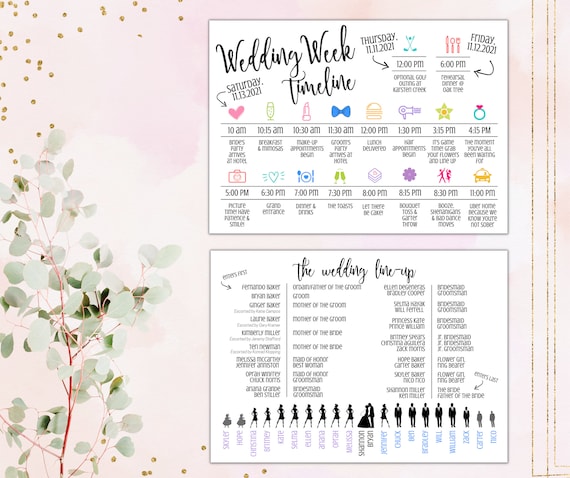 Wedding Week Timeline / Schedule of Events / Itinerary / | Etsy