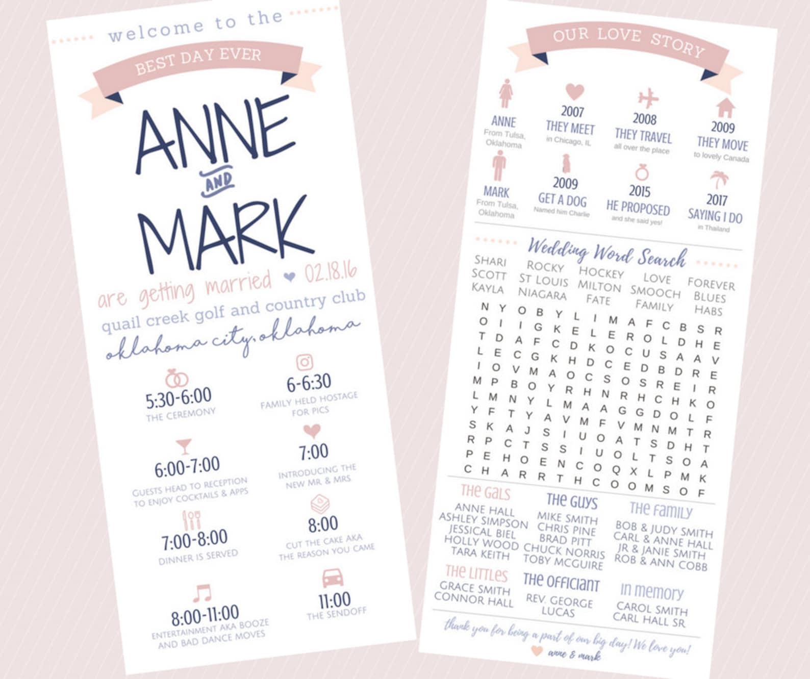 Fun Infographic Wedding Program / Games & Activities / Word Search ...