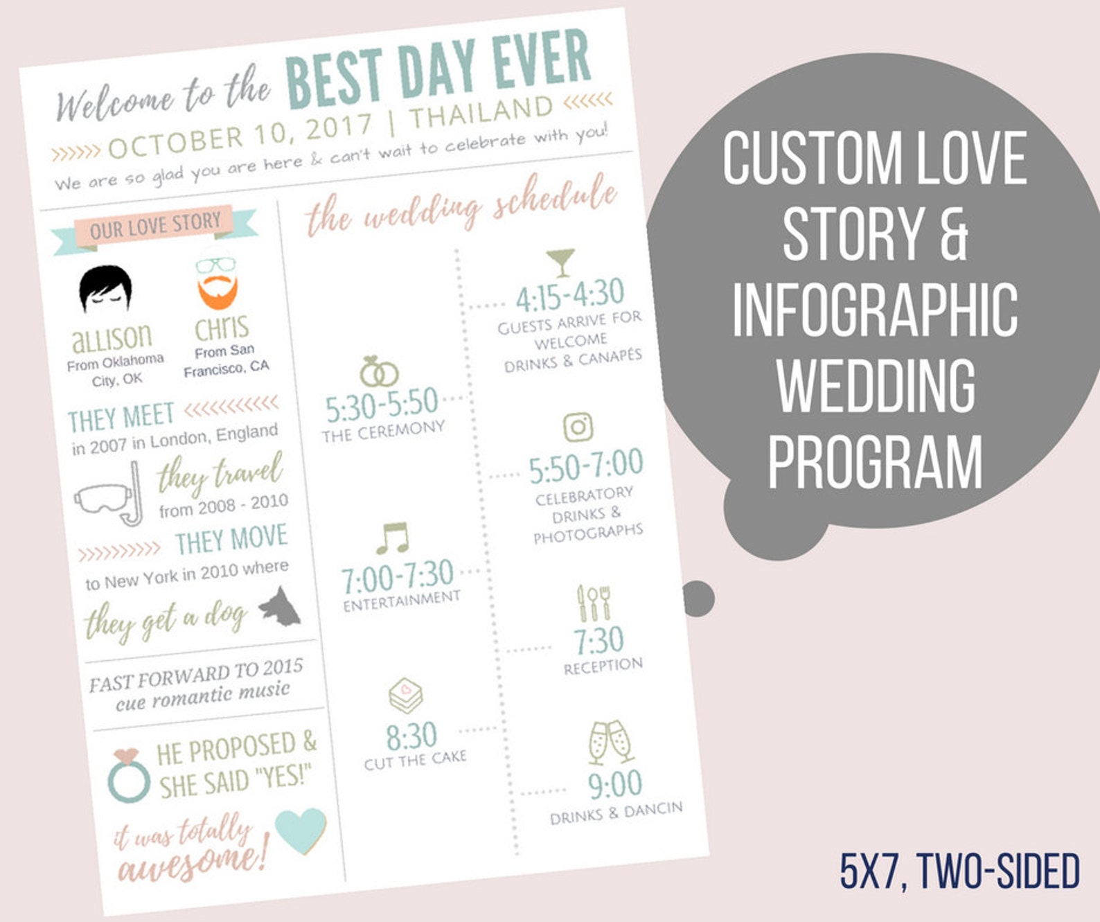 Funny Infographic Wedding Program / Timeline / Schedule / Our Love ...